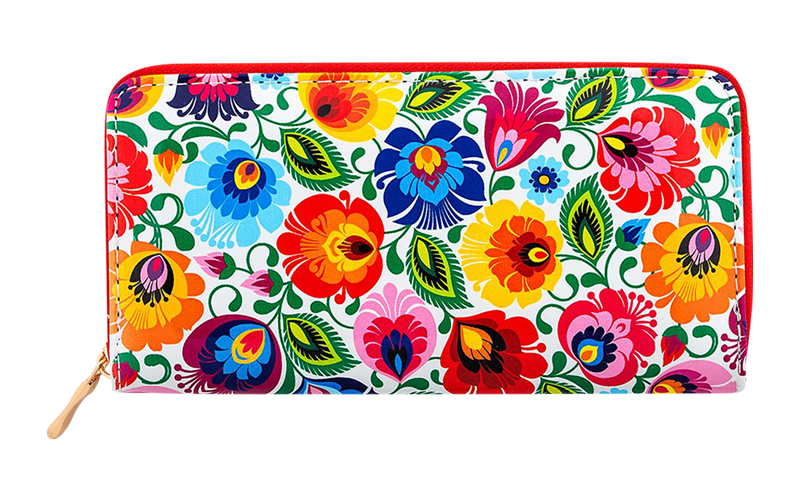 Large wallet - White Lowicz pattern – Polish Food Direct